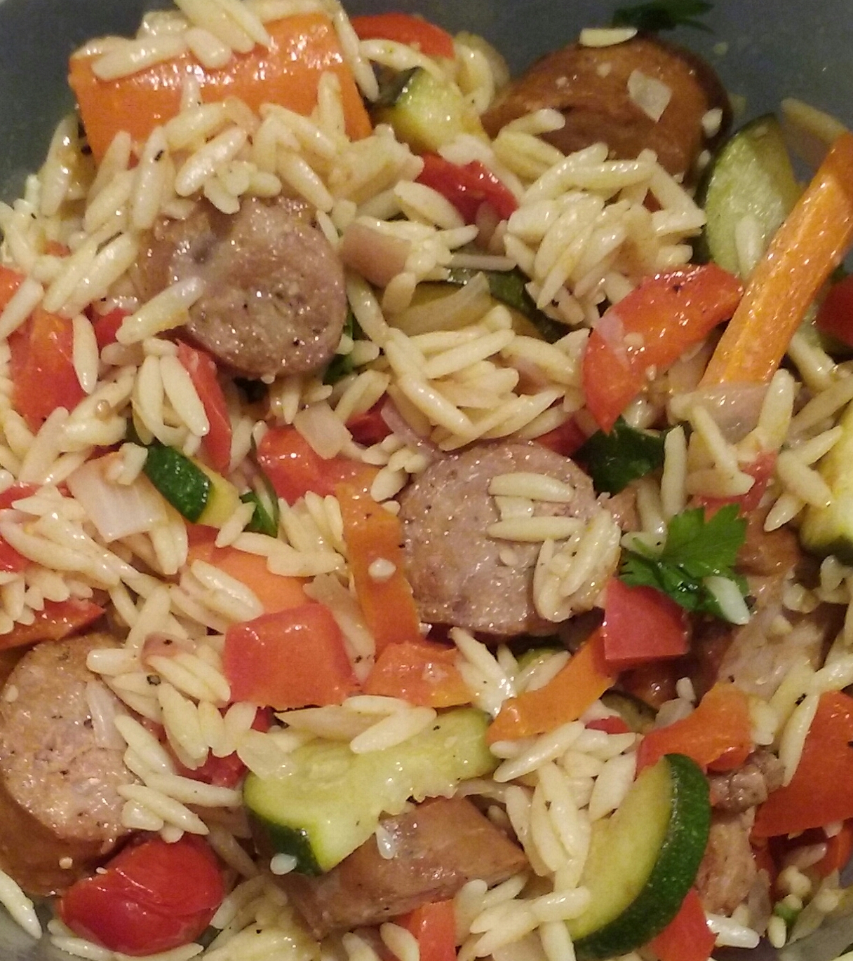 Sausage Orzo Veggie Dish (HelloFresh…kind of…) – reluctantlyadulting